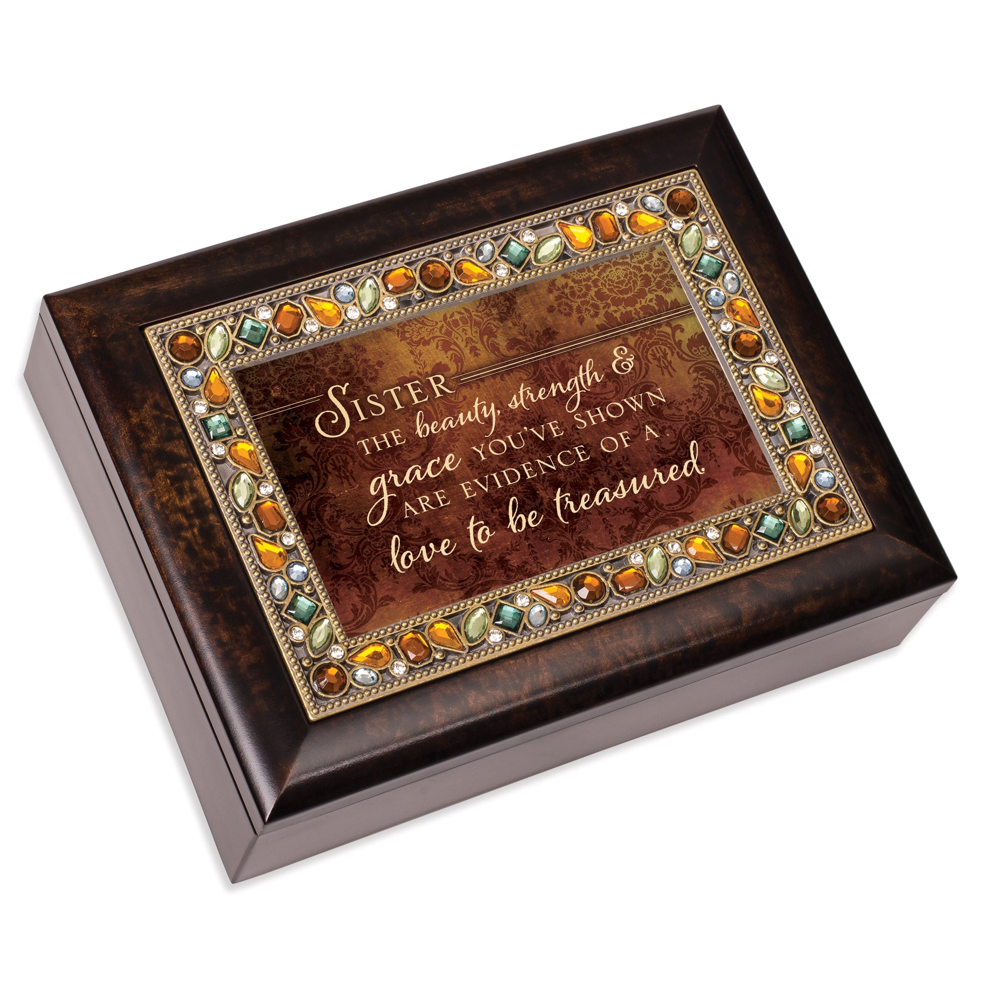 Sister Beauty Strength Amber Music Box Plays Wind Beneath My Wings
